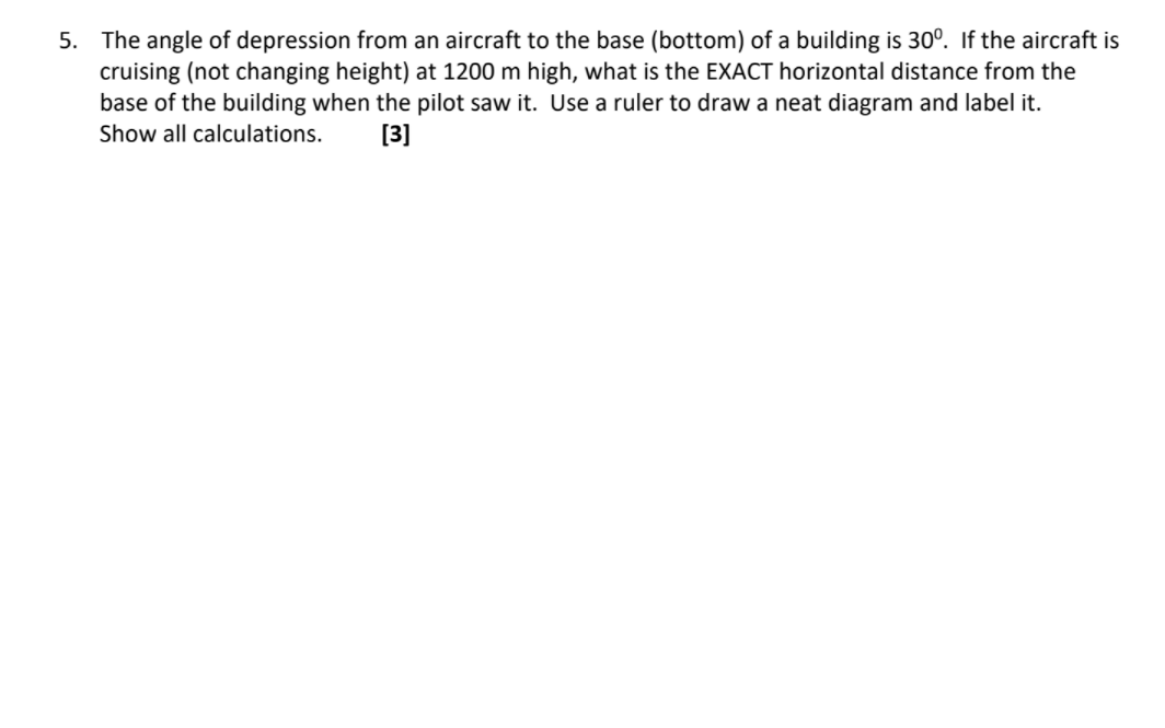 Solved 5. The angle of depression from an aircraft to the | Chegg.com