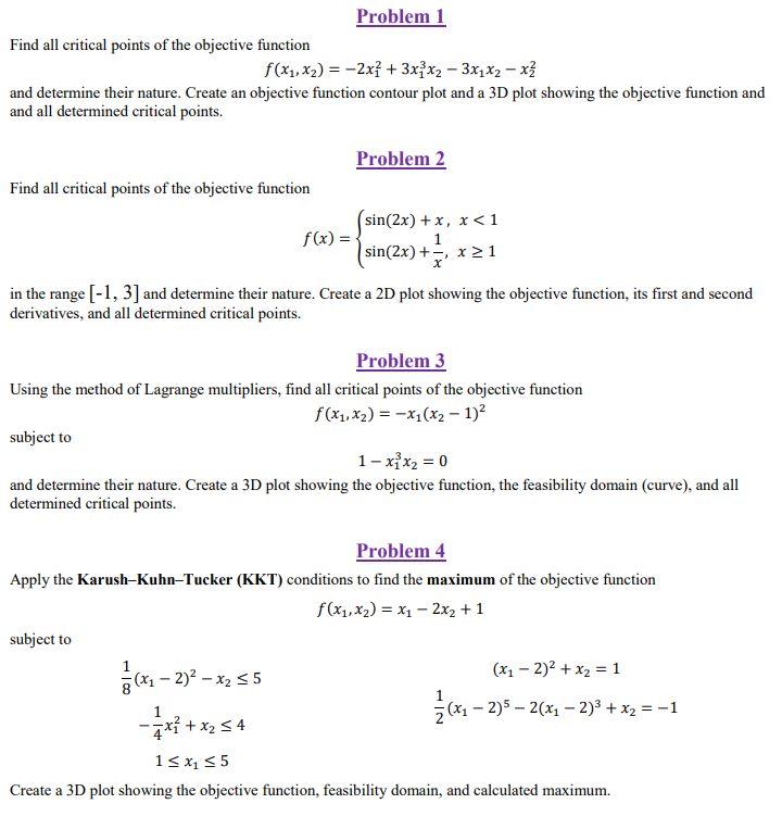 Solved Find all critical points of the objective function | Chegg.com