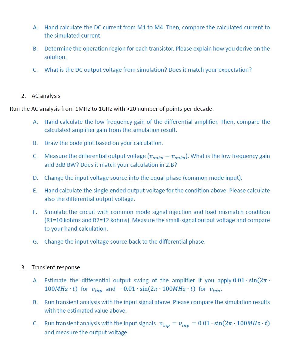 Analog VLSI-Laboratory Laboratory #6: Analysis and | Chegg.com