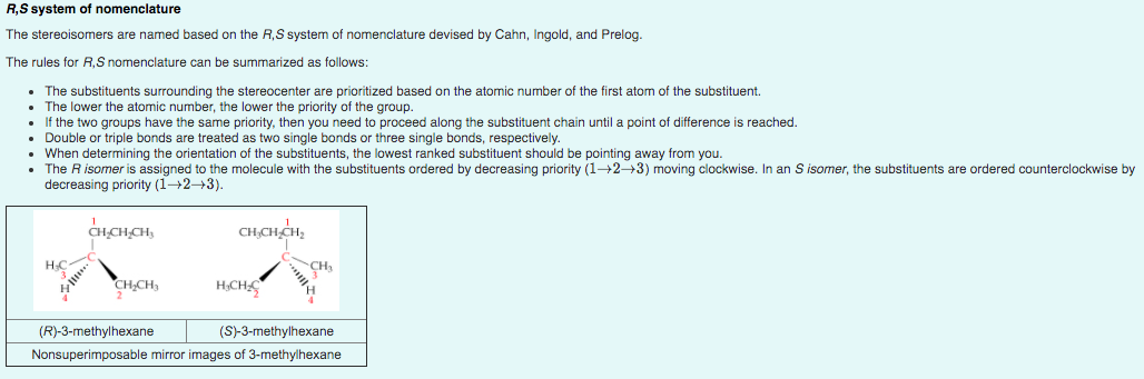 Solved R,S system of nomenclature The stereoisomers are | Chegg.com