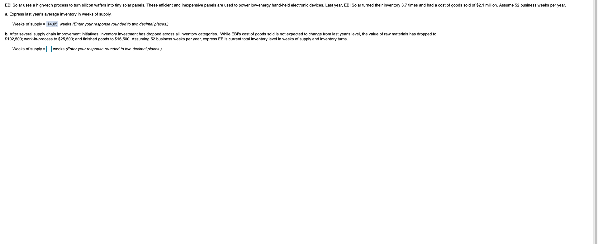 Solved EBI Solar uses a high-tech process to turn silicon | Chegg.com