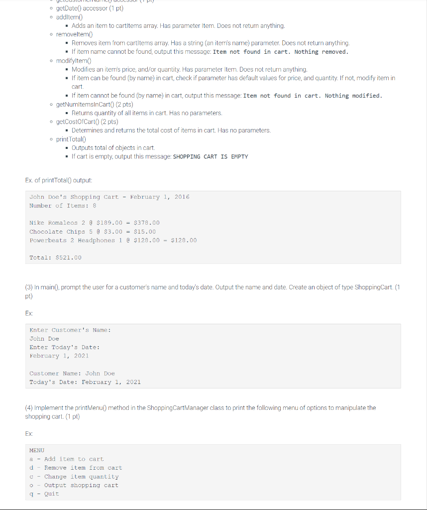 Solved 28.15 Create Online shopping cart (Part 2) PLEASE | Chegg.com
