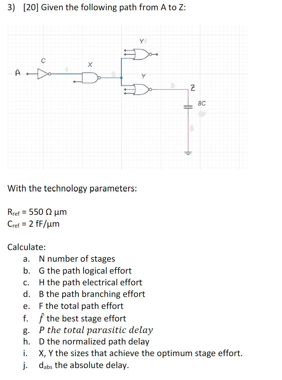 Solved 20] ﻿Given the following path from A to | Chegg.com