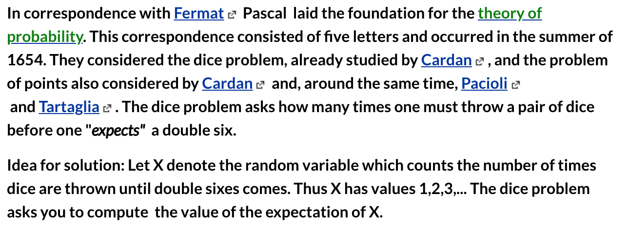 Solved In correspondence with Fermat e Pascal laid the | Chegg.com