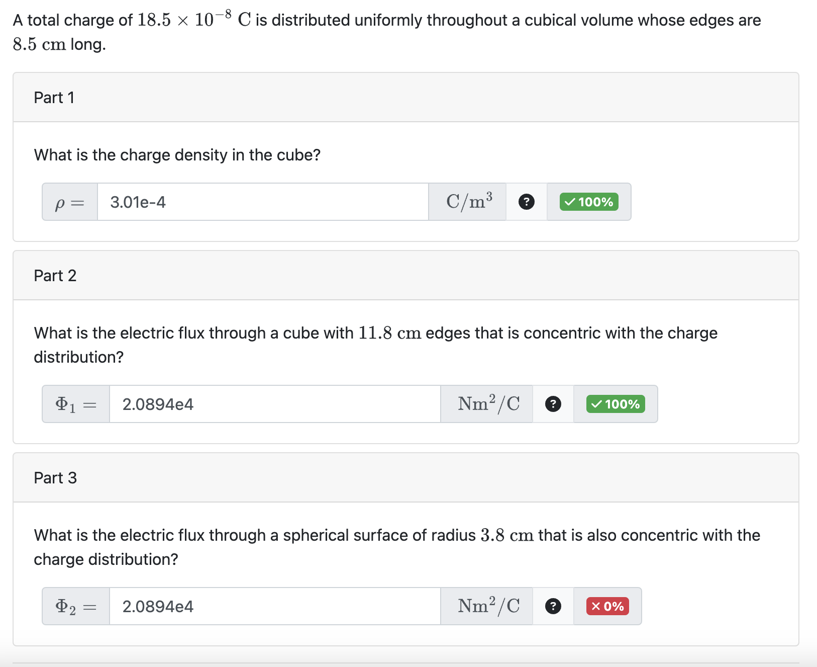 Solved A total charge of 18.5×10-8C ﻿is distributed | Chegg.com