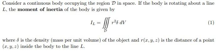 Consider a continuous body occupying the region D in | Chegg.com