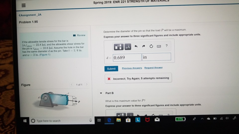 Solved Spring 2019: ENR 221 STRENGTH OF MATERIALS | Chegg.com