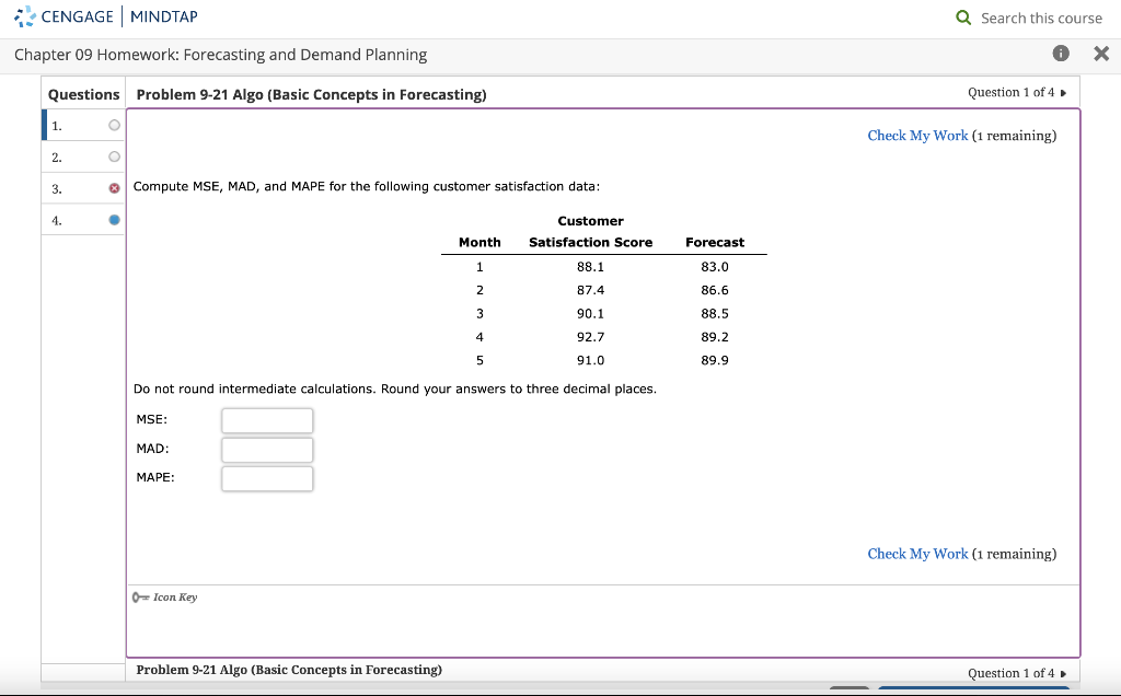 Solved Chapter 09 Homework: Forecasting and Demand Planning | Chegg.com