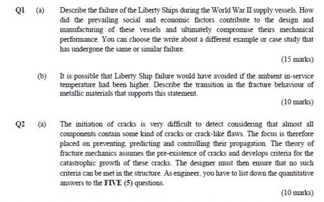 QI (a) Describe the failure of the Liberty Ships | Chegg.com