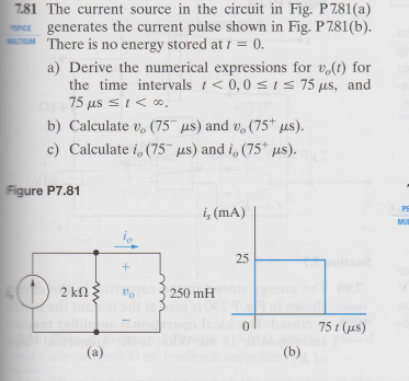 Solved 7.81 The current source in the circuit in Fig. P | Chegg.com