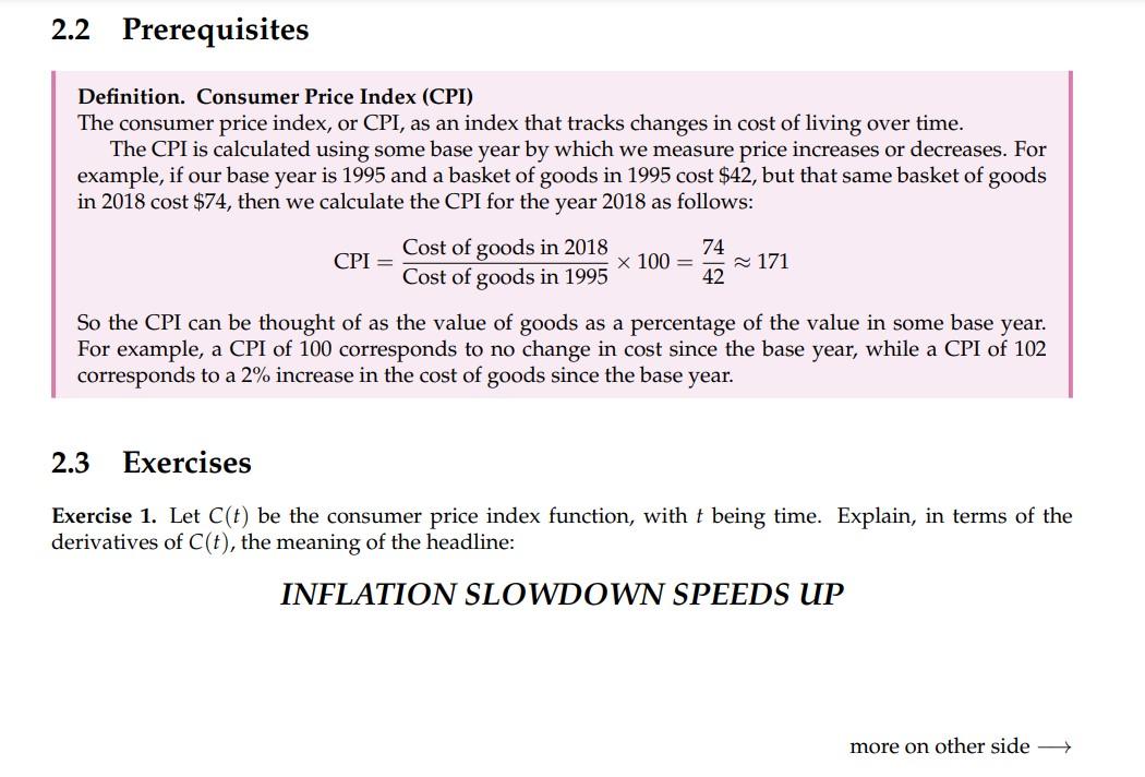Solved Definition. Consumer Price Index (CPI) The consumer | Chegg.com