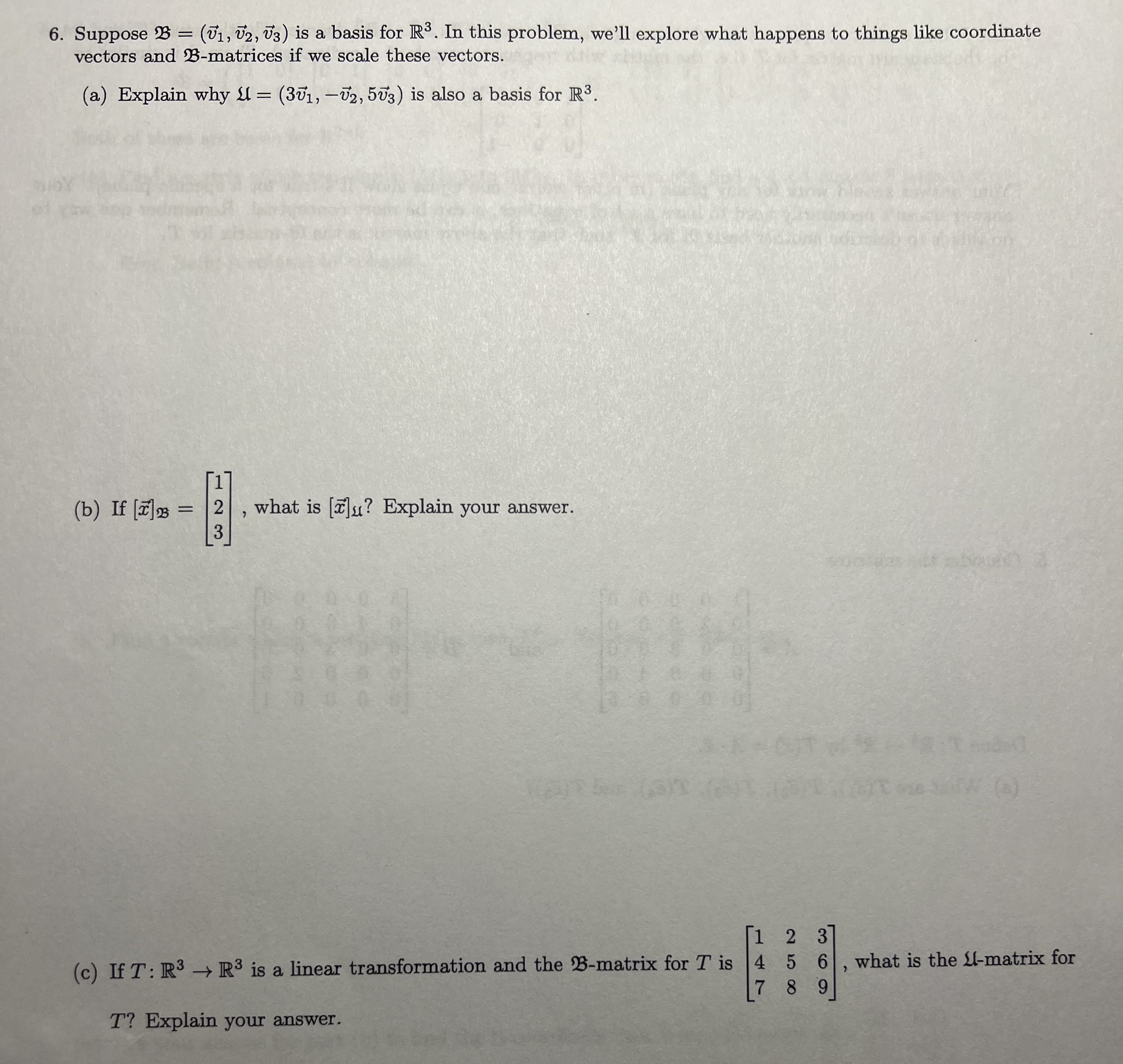 Solved Suppose B=(vec(v)1,vec(v)2,vec(v)3) ﻿is a basis for | Chegg.com