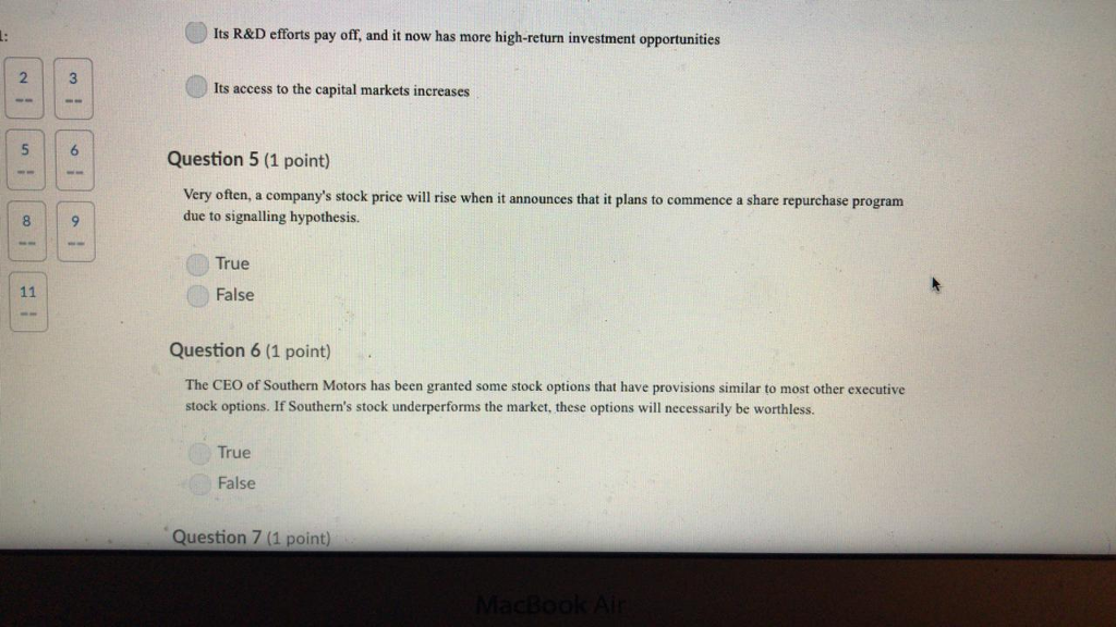 Solved None of the above 2 Question 3 (1 point) Which of the | Chegg.com