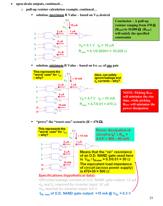 open-drain outputs, continued... . o pull-up resistor | Chegg.com