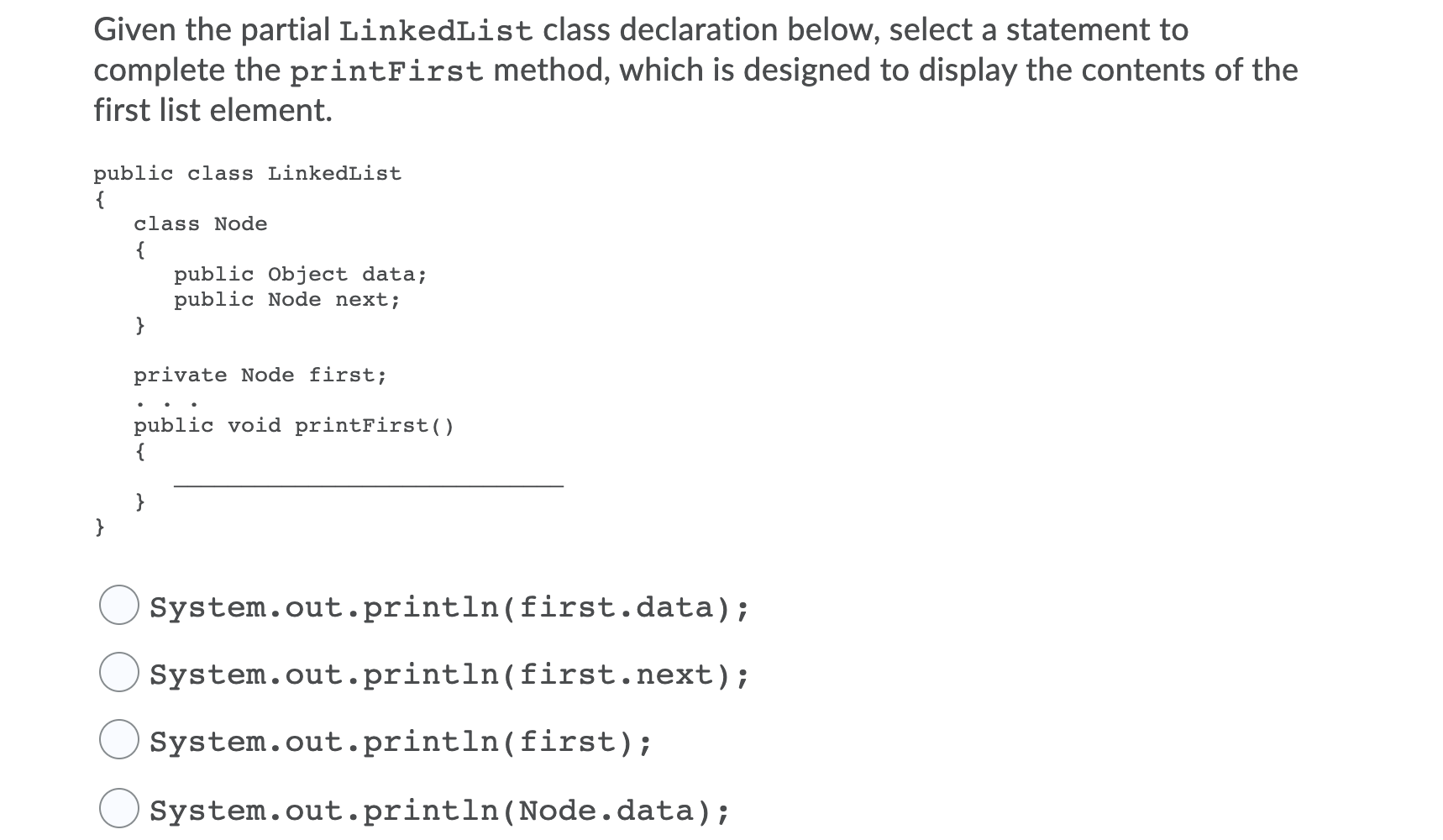 Solved Given The Partial LinkedList Class Declaration Below Chegg