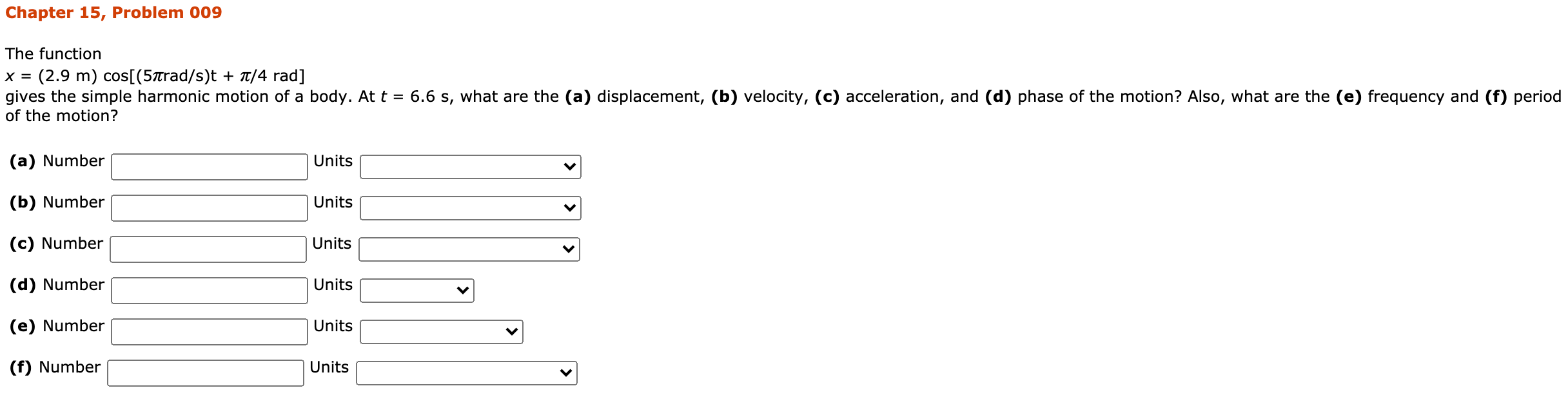 Solved Chapter 15, Problem 009 The function x = (2.9 m) | Chegg.com