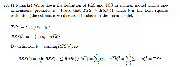 Solved 20. (1.5 marks) Write down the definition of RSS and | Chegg.com