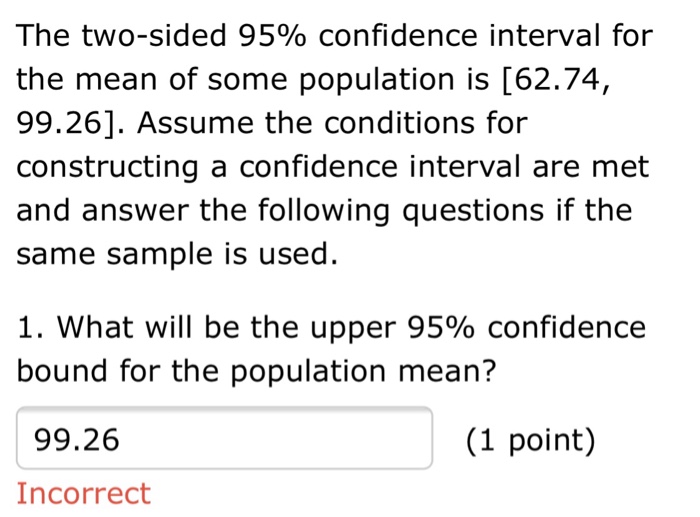 Solved The two-sided 95% confidence interval for the mean of | Chegg.com
