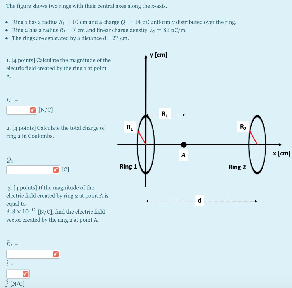 Solved The figure shows two rings with their central axes | Chegg.com