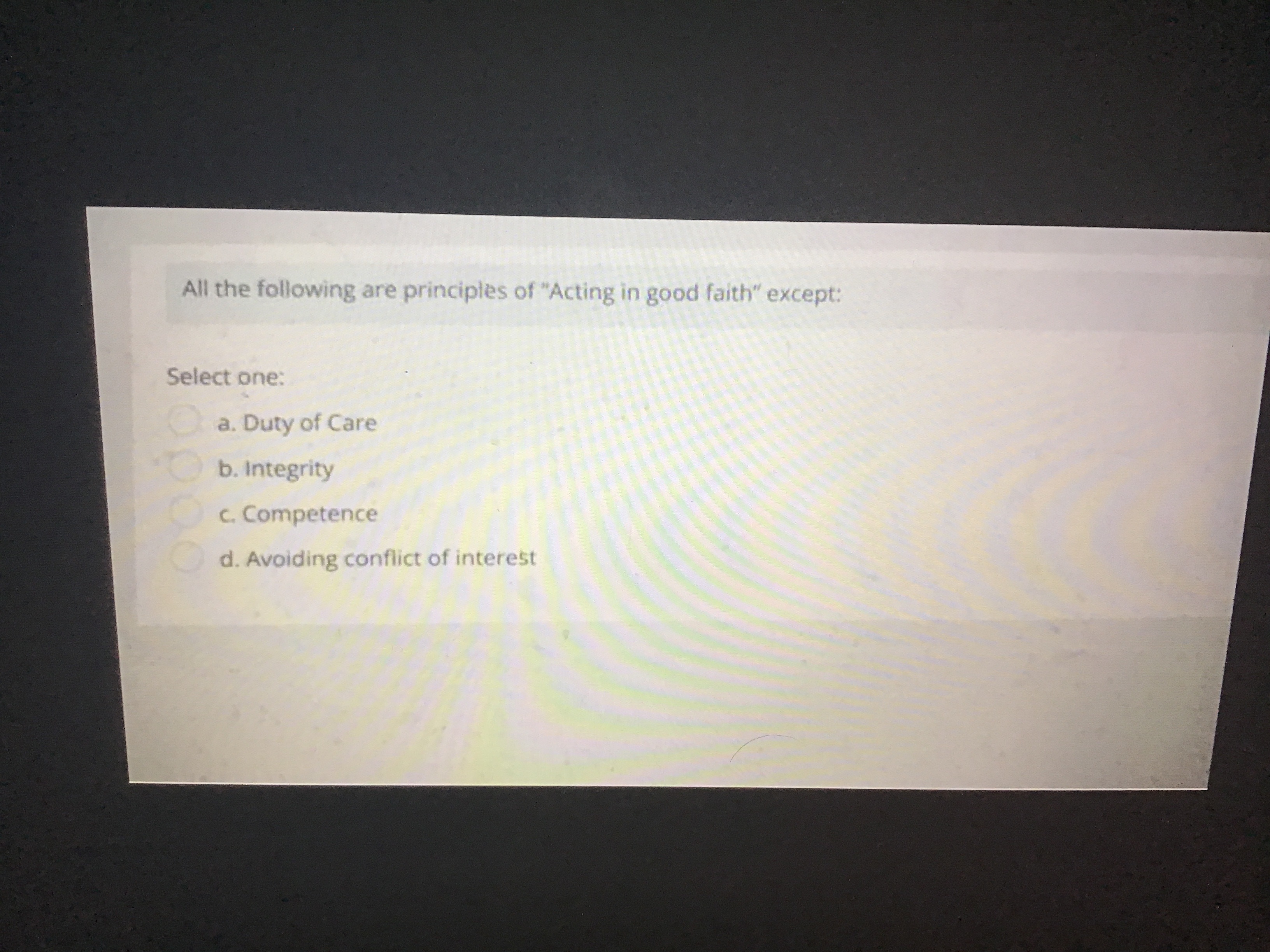 Solved All the following are principles of "Acting in good | Chegg.com