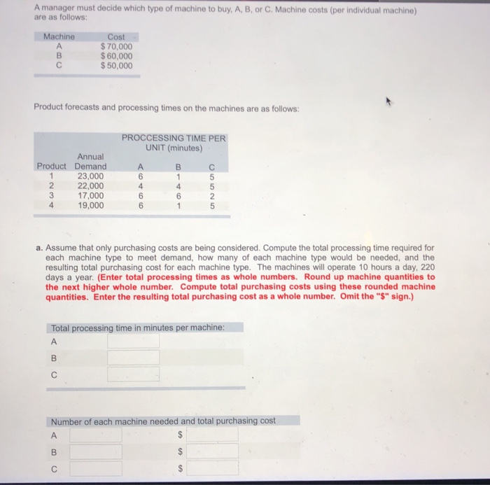 Solved A manager must decide which type of machine to buy, | Chegg.com
