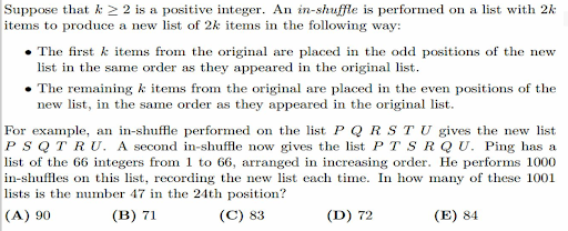 Suppose that k 2 is a positive integer. An in-shuffle | Chegg.com