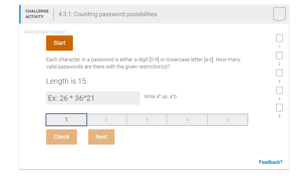 Solved CHALLENGE ACTIVITY 4.3.1: Counting password | Chegg.com