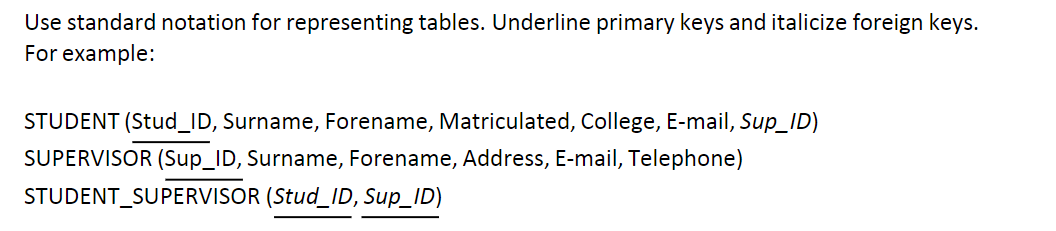 Solved Use standard notation for representing tables. | Chegg.com