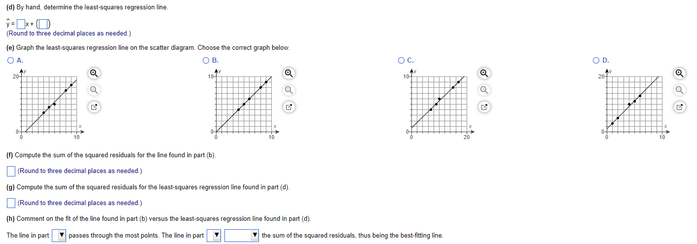 Solved Complete parts (a) through ( h ) for the data below. | Chegg.com