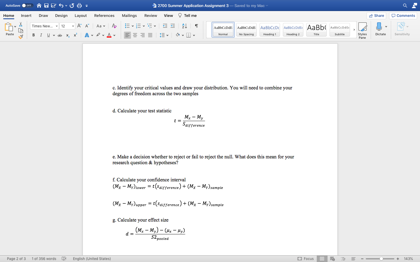 Solved AutoSave OFF HES w 2700 Summer Application Assignment | Chegg.com