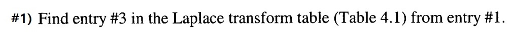Solved \#1) Find entry \#3 in the Laplace transform table | Chegg.com