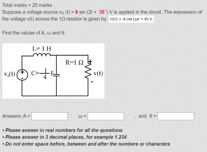 Solved Total marks =25 ﻿marksSuppose a voltage source | Chegg.com