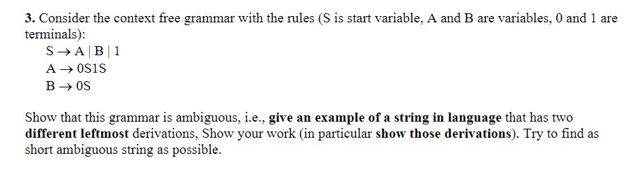 Solved 3. Consider the context free grammar with the rules ( | Chegg.com