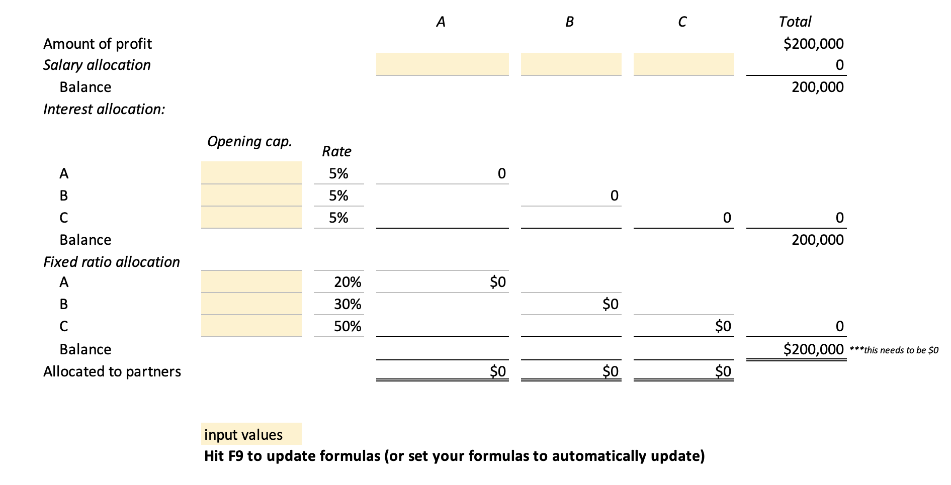 Hit F9 to update formulas (or set your formulas to | Chegg.com