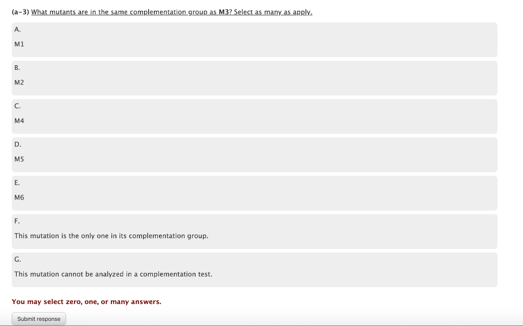 Solved What mutants are in the same complementation group as | Chegg.com
