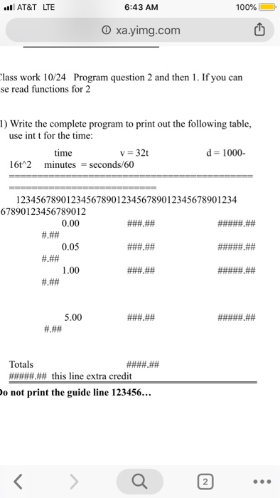 Solved AT&T LTE 6:43 AM 100% @ ㄧ ⓘ xa.yimg.com 凹 lass work | Chegg.com
