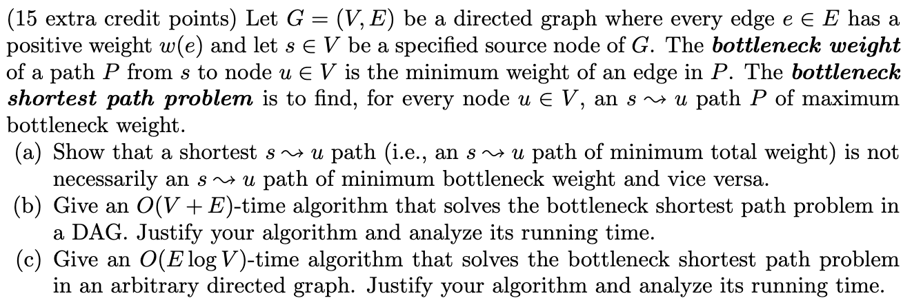 Solved (15 extra credit points) Let G = (V, E) be a directed | Chegg.com