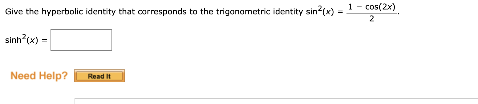 Solved Give the hyperbolic identity that corresponds to the | Chegg.com