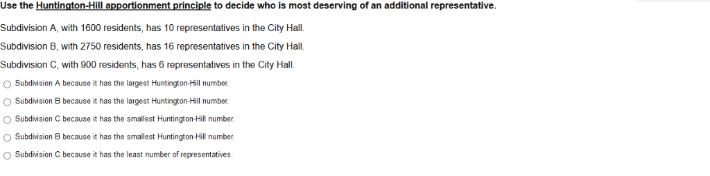 Solved Use the Huntington-Hill apportionment principle to | Chegg.com