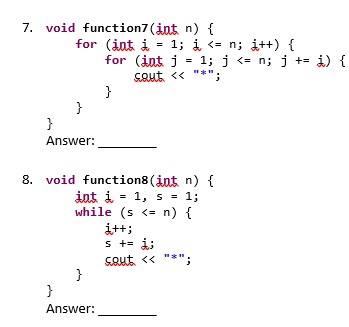 Give the complexity of the following functions. | Chegg.com