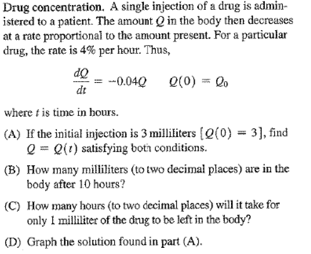 Solved Drug concentration. A single injection of a drug is | Chegg.com