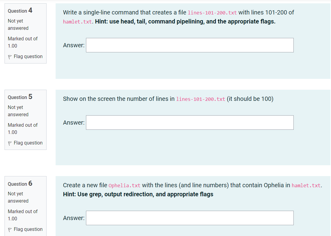 Solved Please help with Linux shell questions! Must | Chegg.com