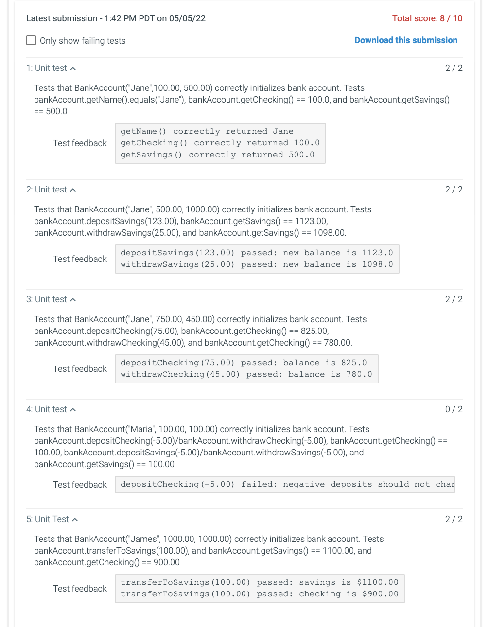 Solved BankAccount.java public class BankAccount { | Chegg.com