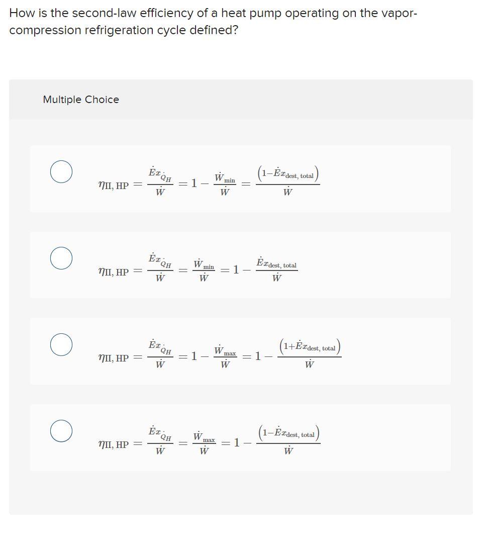 Solved How is the second-law efficiency of a heat pump | Chegg.com