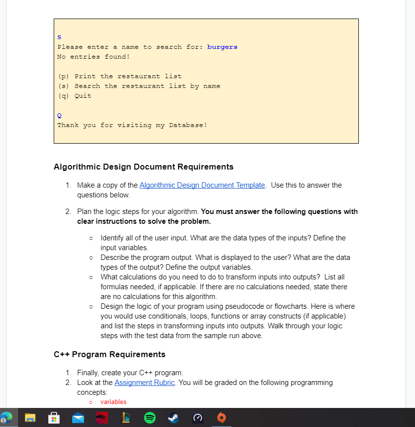 Solved Program Restaurant Database - Information and | Chegg.com