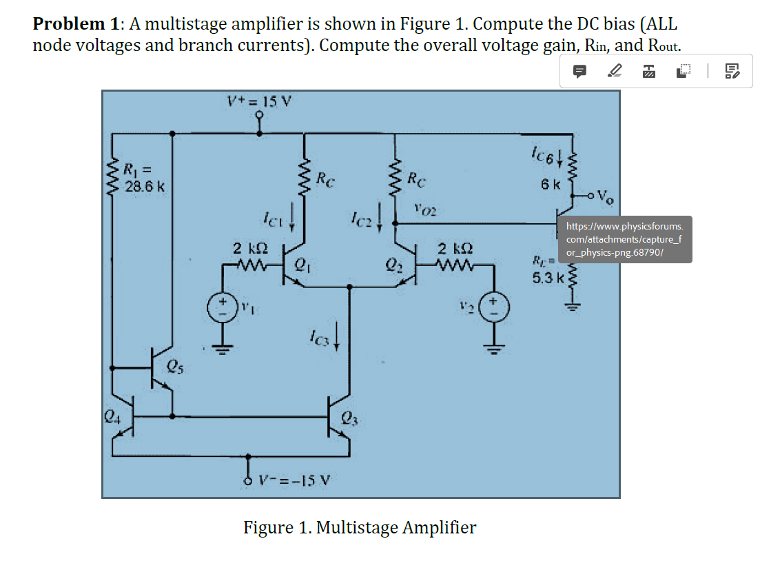 Problem 1: A multistage amplifier is shown in Figure | Chegg.com
