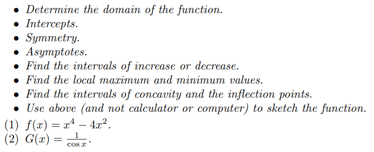 Solved • Determine the domain of the function. • Intercepts. | Chegg.com