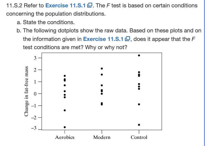 11.S.2 Refer to Exercise 11.S.1 ㅁ. The F test is | Chegg.com