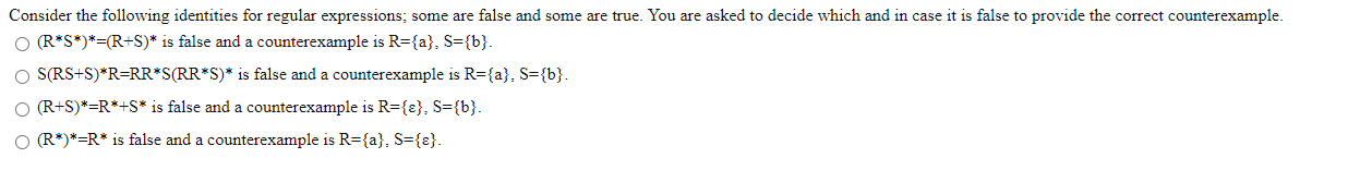 Solved Consider the following identities for regular | Chegg.com