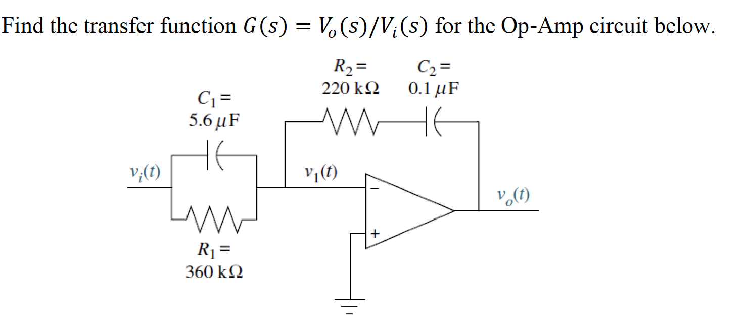 Solved Find the transfer function G(s)=Vo(s)/Vi(s) for the | Chegg.com